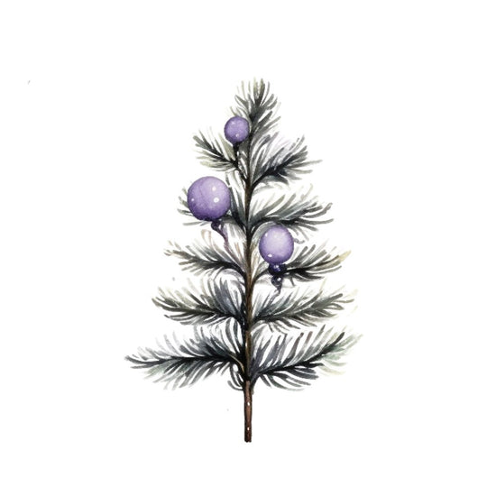 Lavender Christmas Tree & Ornaments #2 Fabric Panel