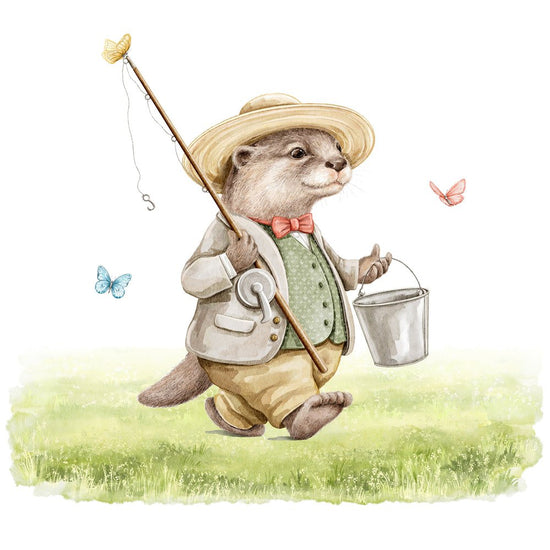 Little Critters Picnic by the River Scene #6 Fabric Panel