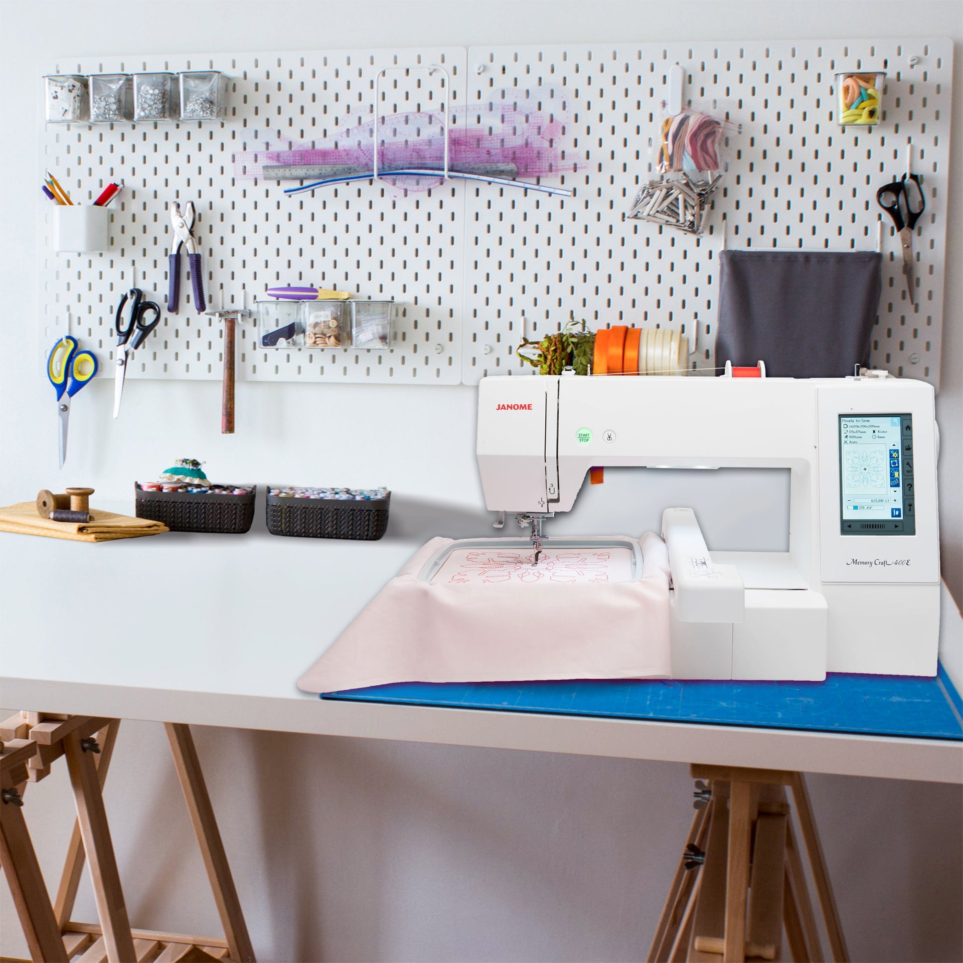 Janome MC400E Embroidery Machine with FREE Bundle