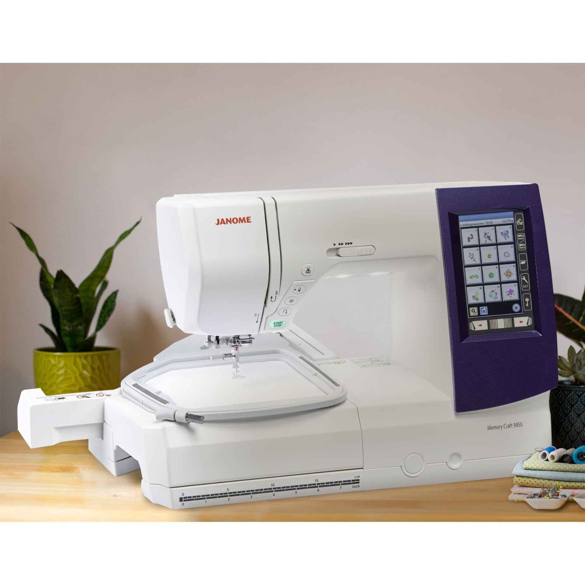 Janome MC9850 Computerized Sewing and Embroidery Machine with FREE Bun
