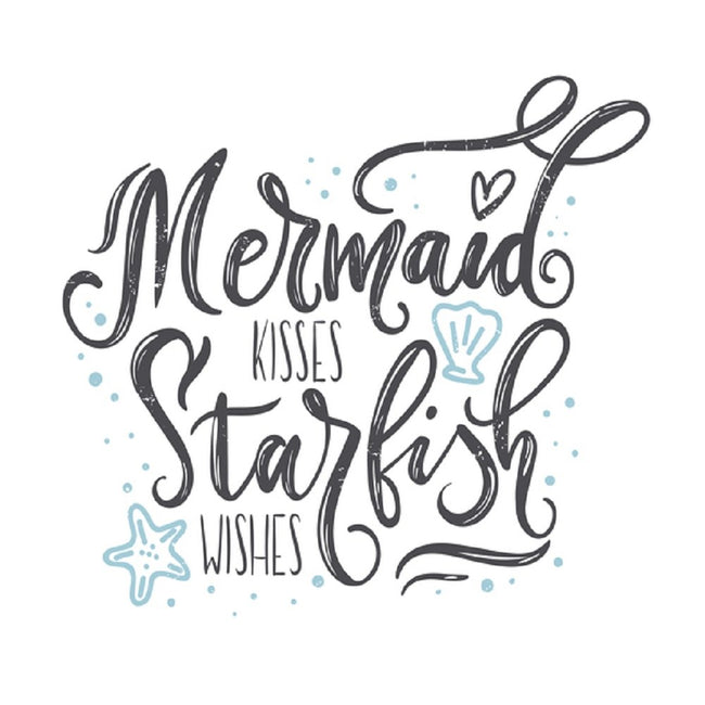 Mermaid Kisses Starfish Wishes Fabric Panel - White
