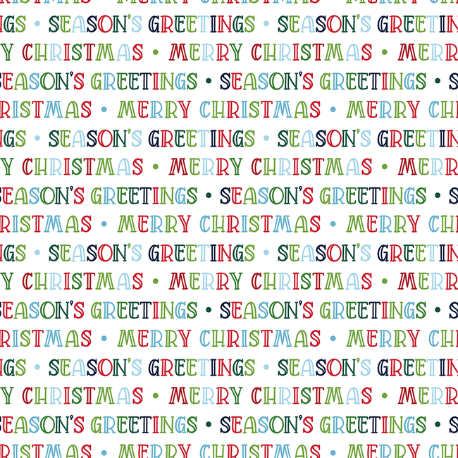Merry Christmas Seasons Greetings Font Fabric - Multi