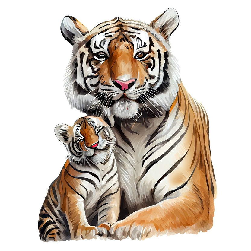 Mom & Baby Tiger Fabric Panel