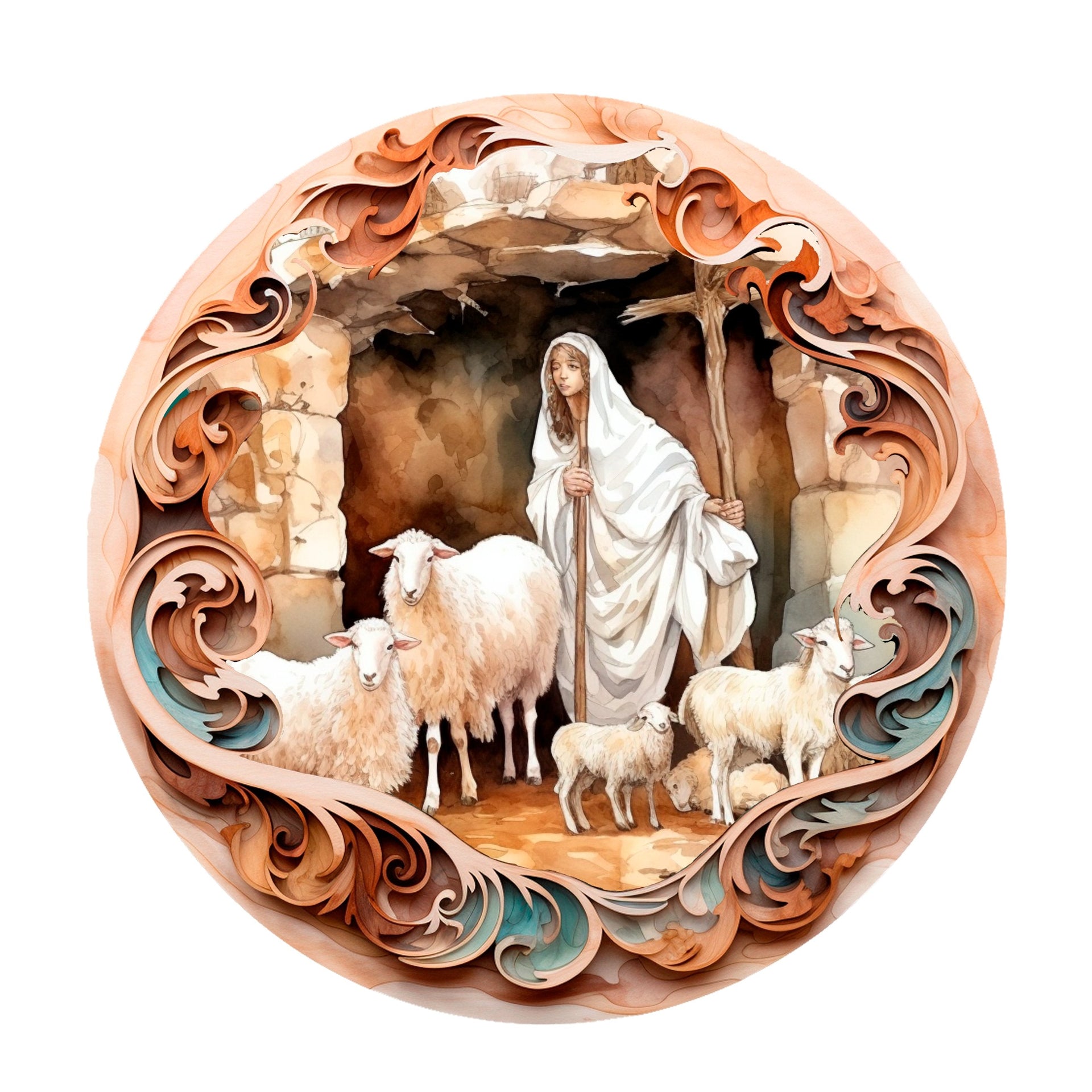 Nativity Scene Ornament #8 Fabric Panel