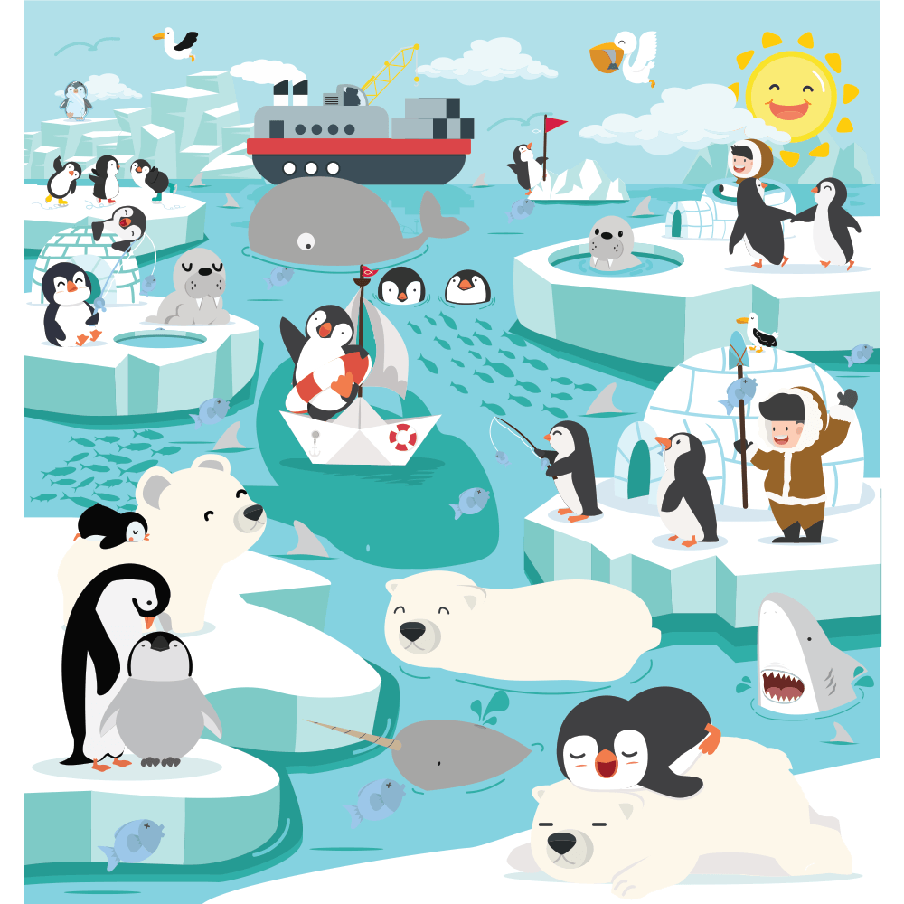 North Pole Characters Fabric Panel