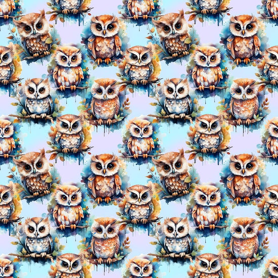 Owls in Tree Branch Fabric