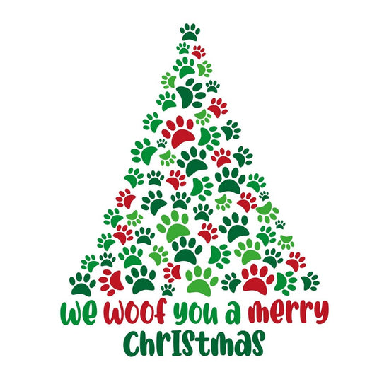 Paw Print Christmas Tree Fabric Panel