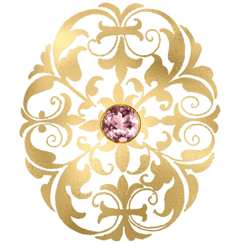 Pink and Gold Steampunk Jewel Fabric Panel
