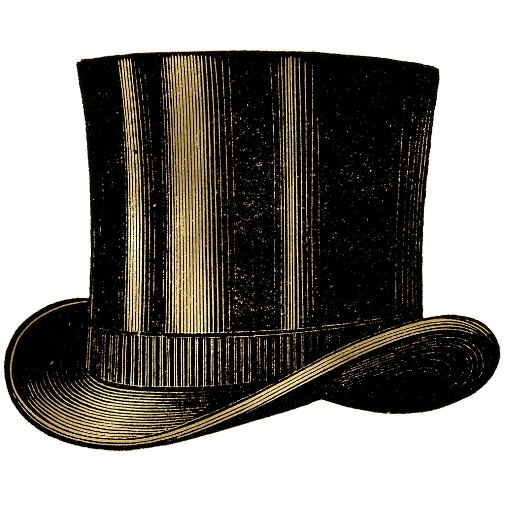 Pink and Gold Steampunk Top Hat Fabric Panel
