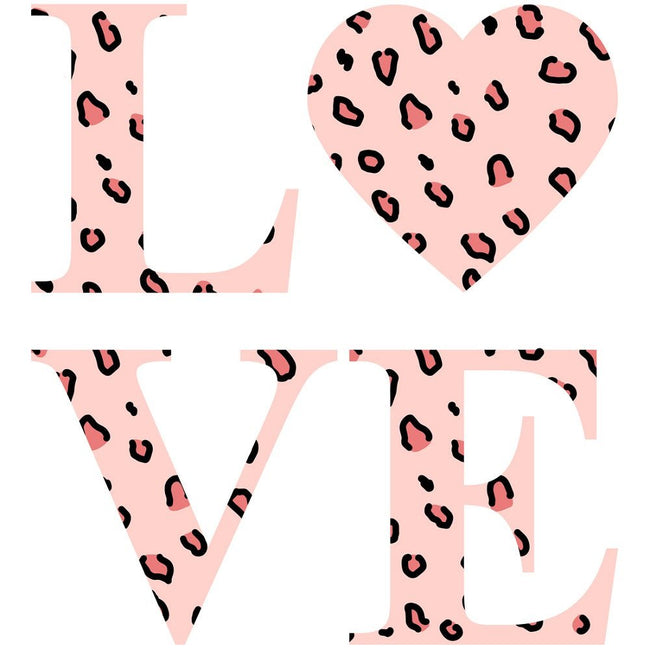 Pink Leopard Print Love Letters Fabric Panel