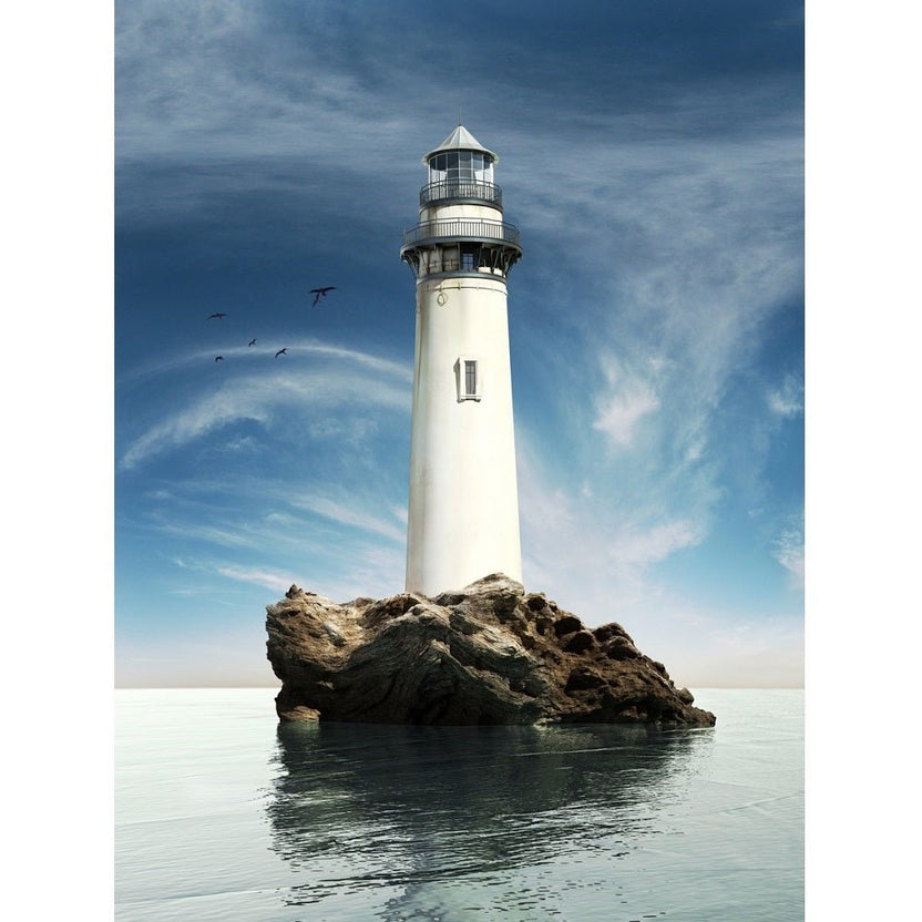 Realistic Old Lighthouse Fabric Panel