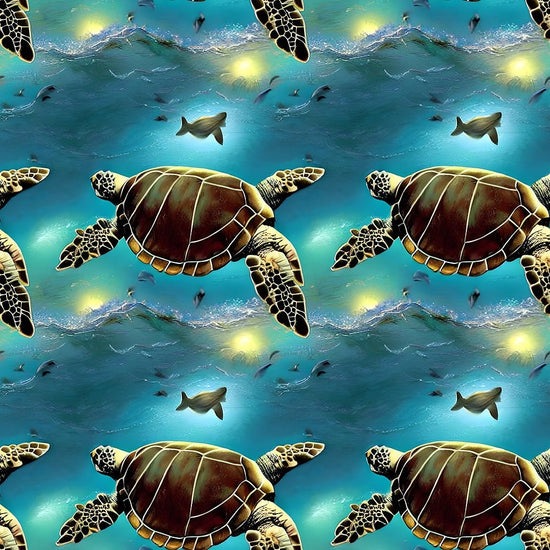 Realistic Sea Turtles Fabric