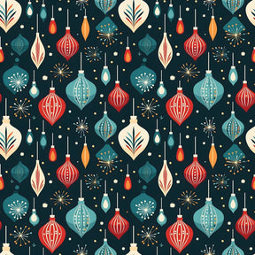 Retro Christmas Bulbs Pattern #2 Fabric