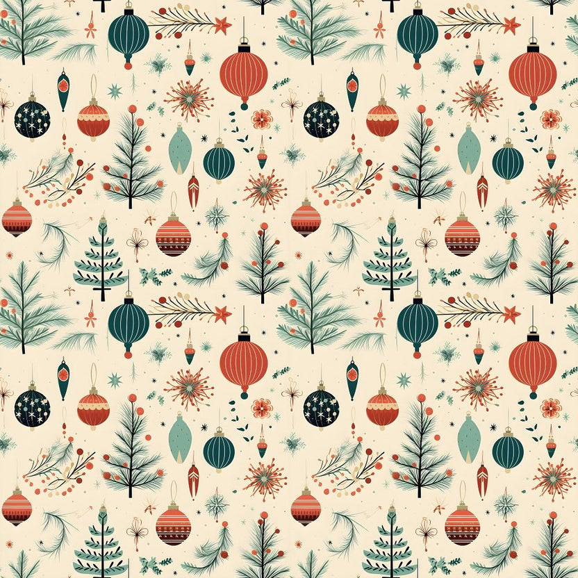 Retro Christmas Bulbs Pattern #6 Fabric