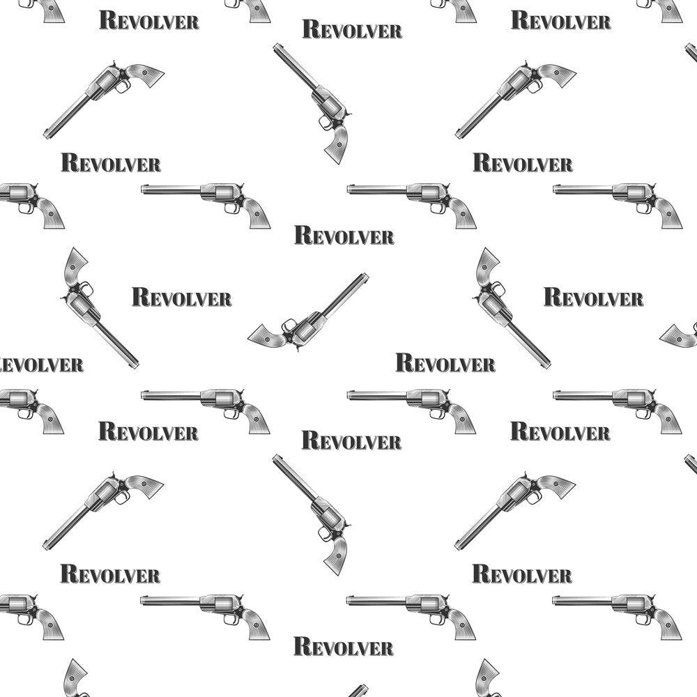 Revolver Handgun & Font Fabric - Black
