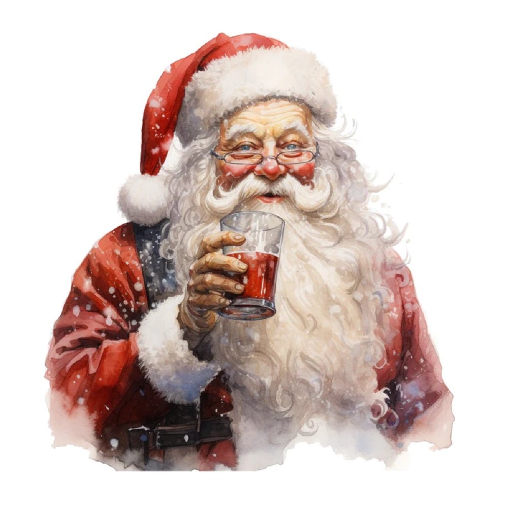 Santa Drinking Cider #3 Fabric Panel