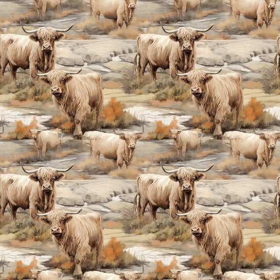 Scottish Highland Cows #4 Fabric