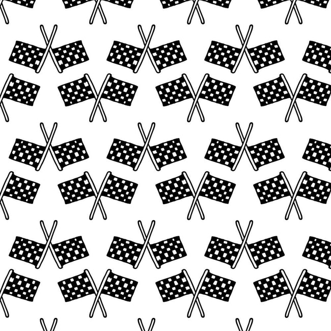 Sketched Checkered Flags Fabric