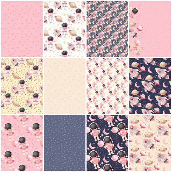 Space Girls Fat Quarter Bundle - 12 Pieces