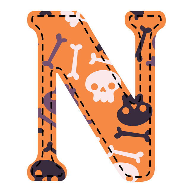 Spooky Letter ''N'' Fabric Panel