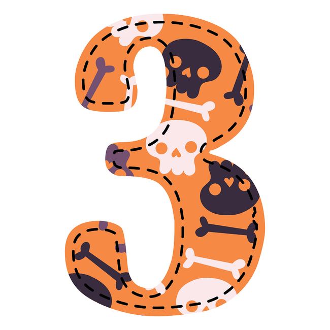 Spooky Number ''3'' Fabric Panel