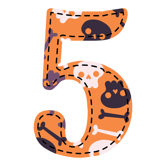 Spooky Number ''5'' Fabric Panel