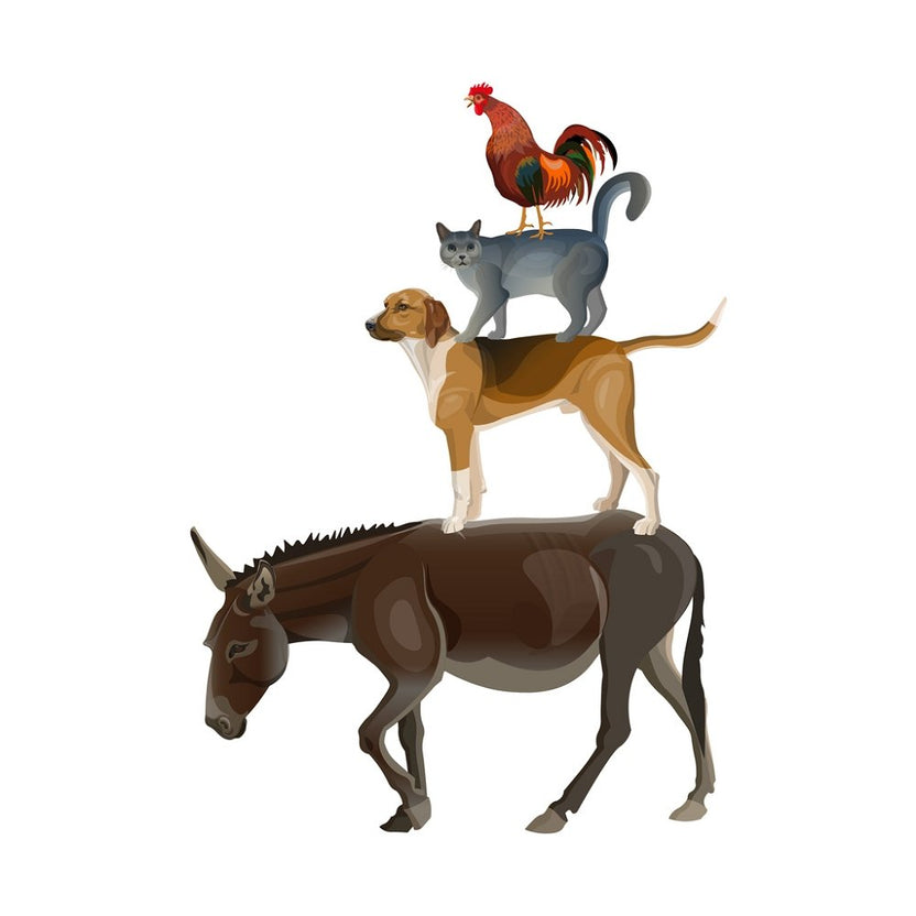 Stacked Farm Animals Fabric Panel