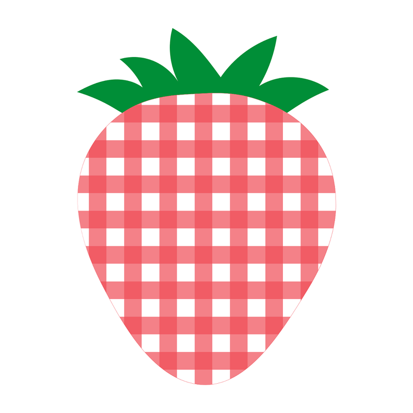 Strawberry Patch Gingham Pattern Fabric Panel