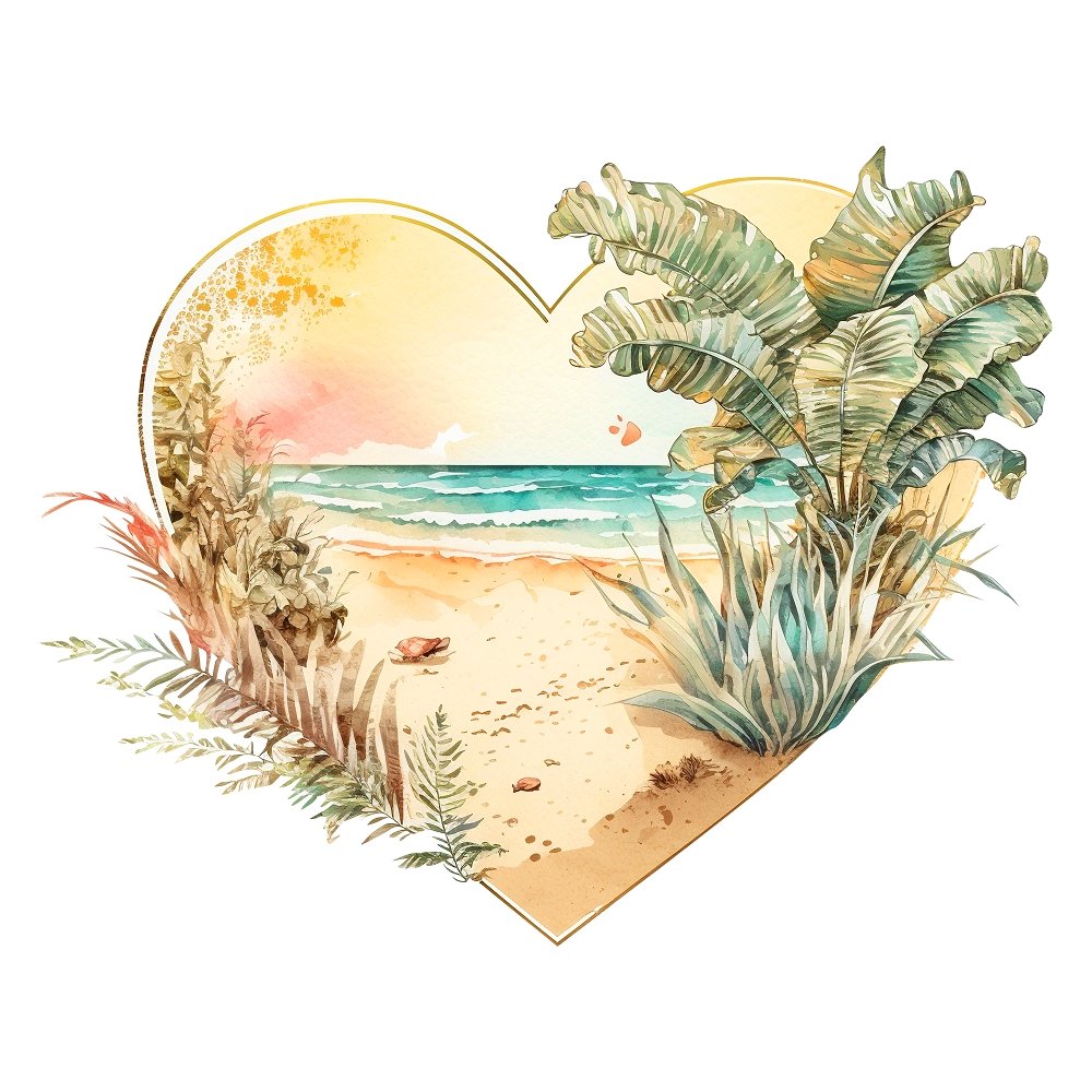 Sunnet Beach Heart #5 Fabric Panel