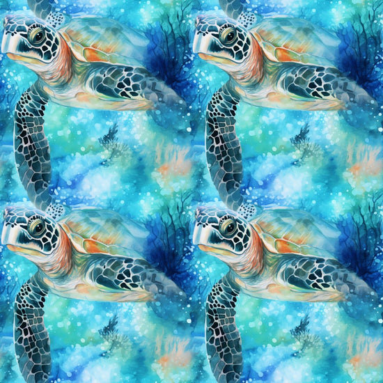 Swimming Sea Turtles Pattern #2 Fabric