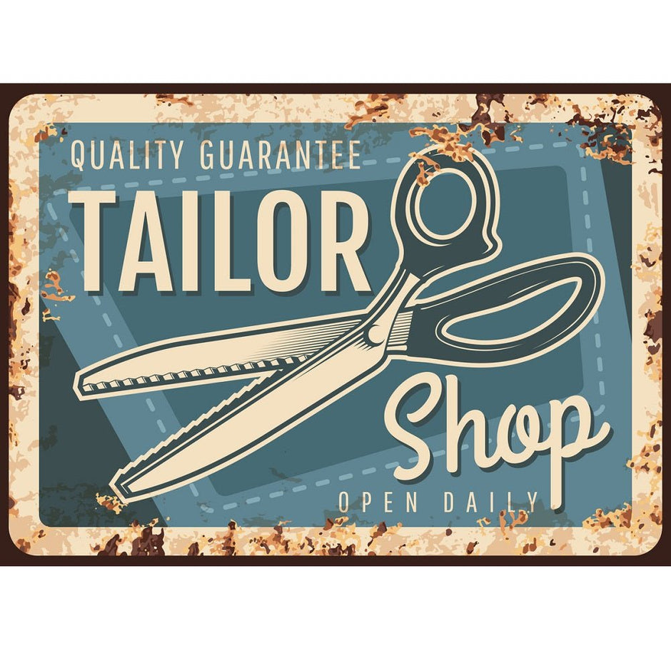 Tailor Shop Retro Sign Fabric Panel