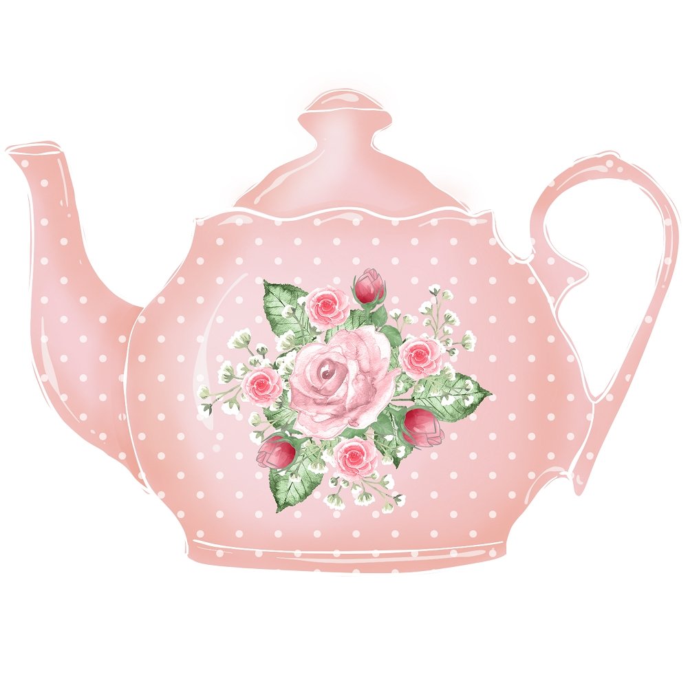 Tea Time Light Pink Pot Fabric Panel