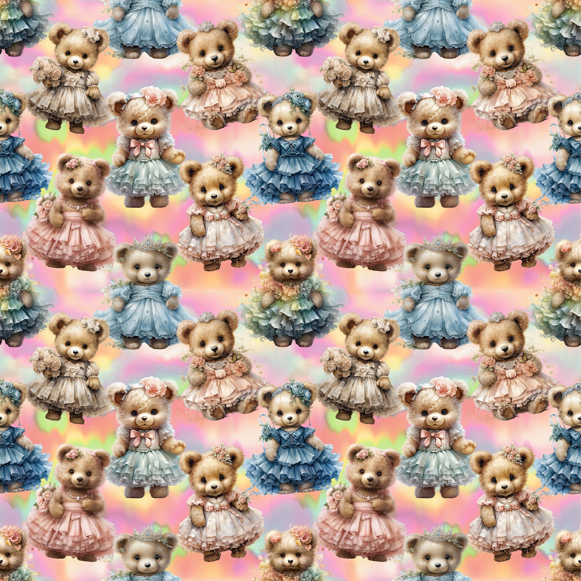 Teddy Bears in Dresses Fabric