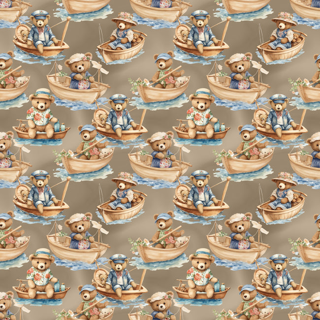 Teddy Bears & Row Boats #1 Fabric