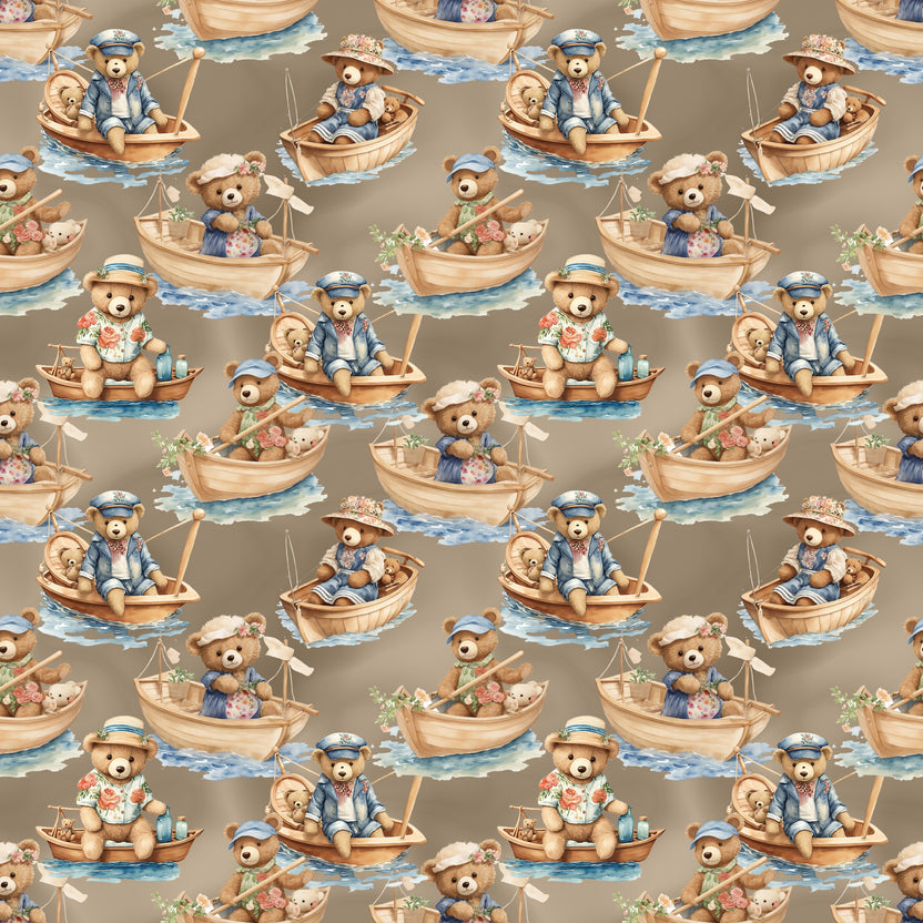 Teddy Bears & Row Boats #1 Fabric