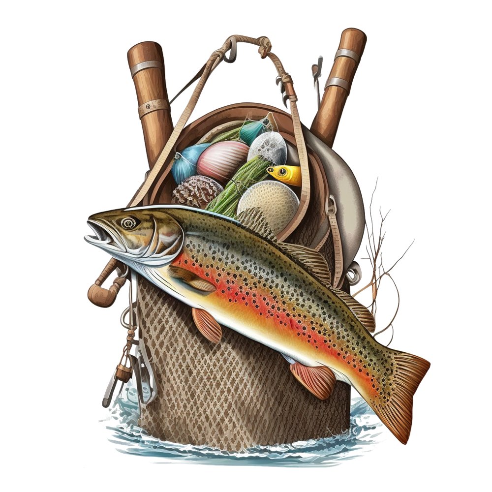Trout Fishing Creel #4 Fabric Panel