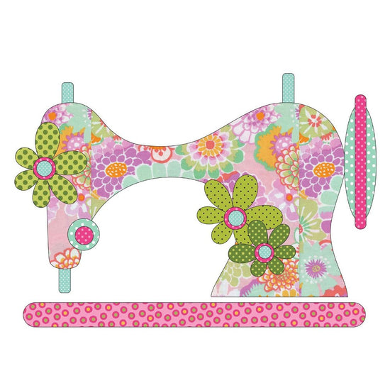 Vintage Stitches Pink Sewing Machine Applique Pieces - 15in x 10-1/2in