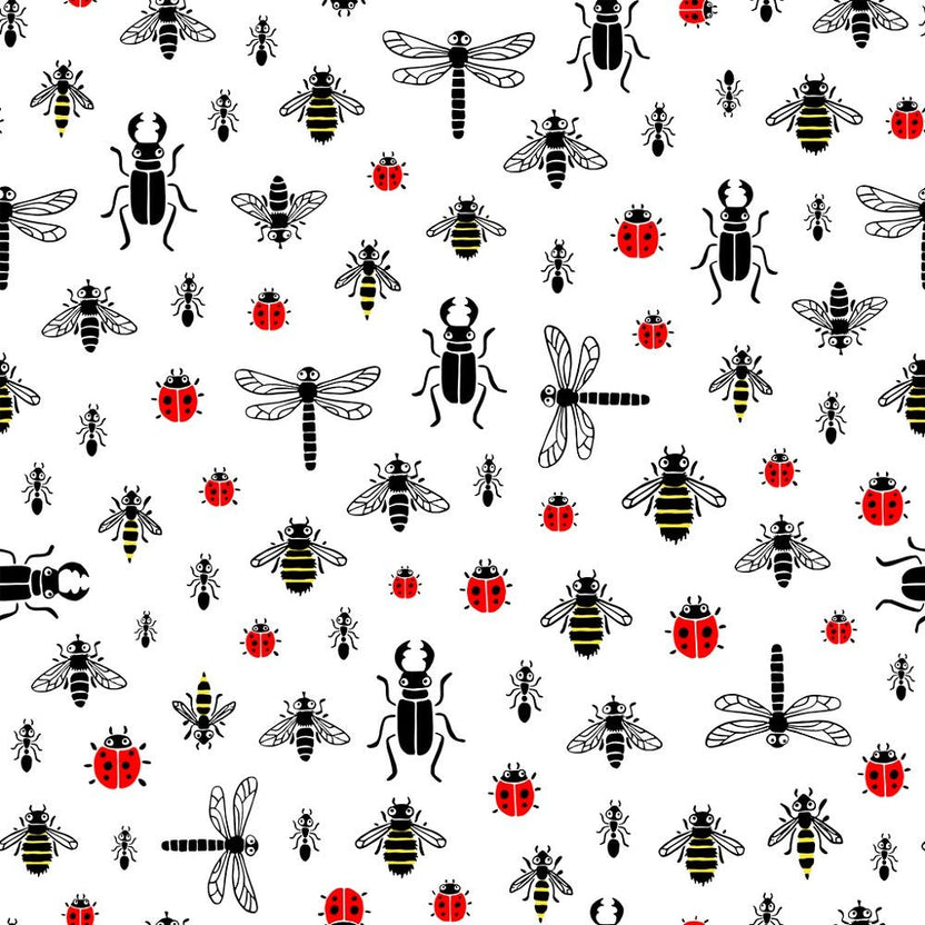 Various Colorful Insects Fabric