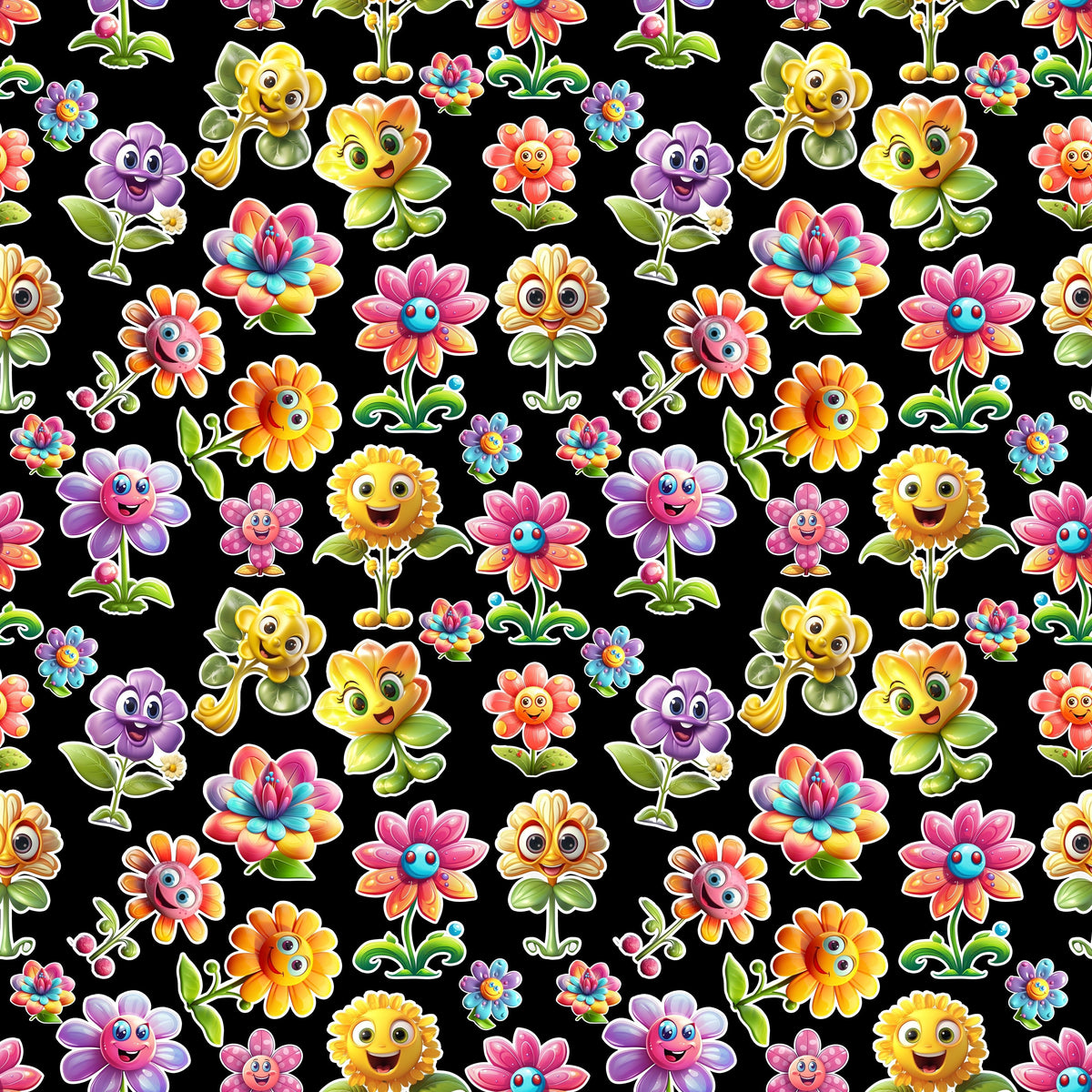 Vibrant Dancing Cartoons Fabric