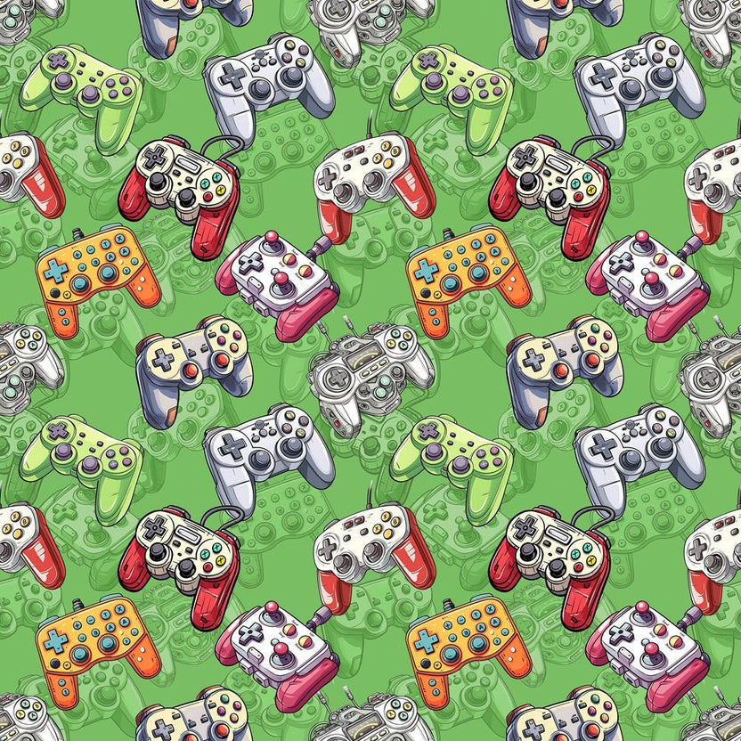Video Game Controller Fabric - Green