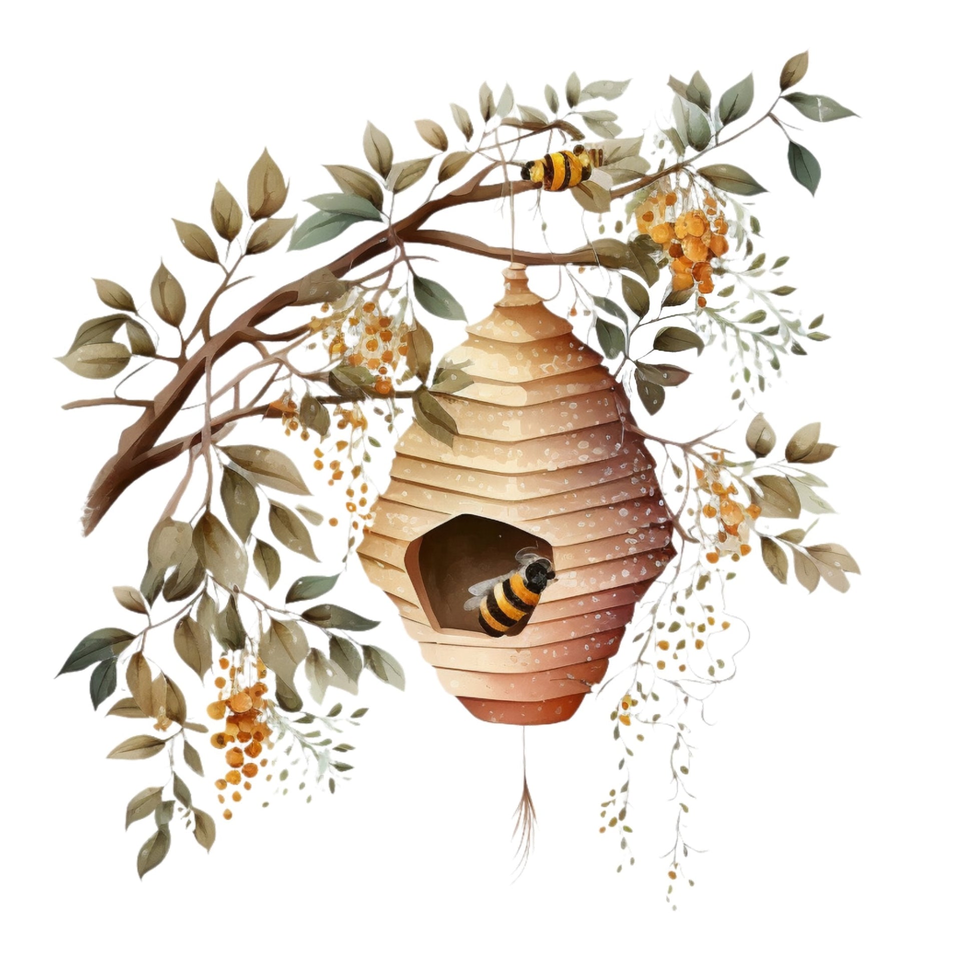 Vintage Bee Hive Fabric Panel