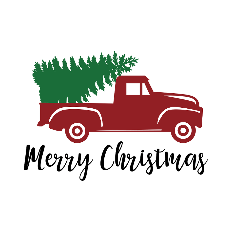Vintage Red Truck Silhouette Fabric Panel