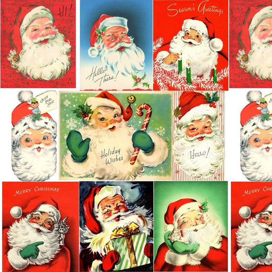 Vintage Santa Claus Collage #3 Fabric