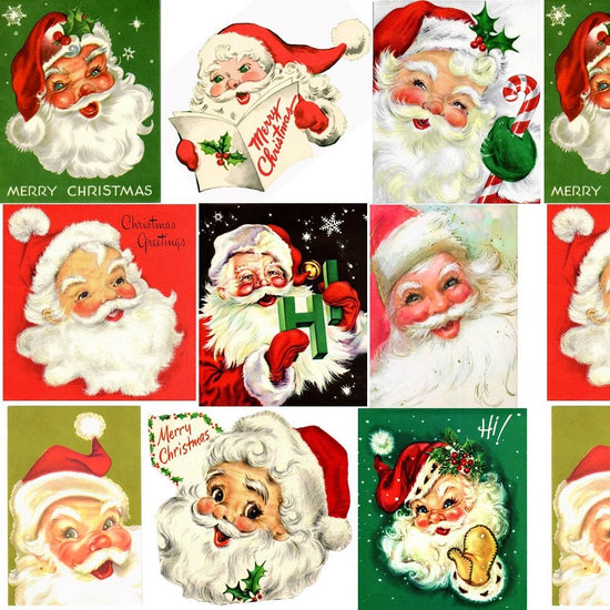 Vintage Santa Claus Collage #4 Fabric