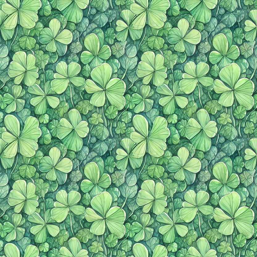 Watercolor 4 Leaf Clovers Fabric
