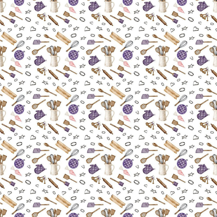 Watercolor Baking Pattern #11 Fabric