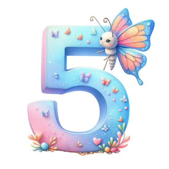 Watercolor Butterfly Number ''5'' Fabric Panel