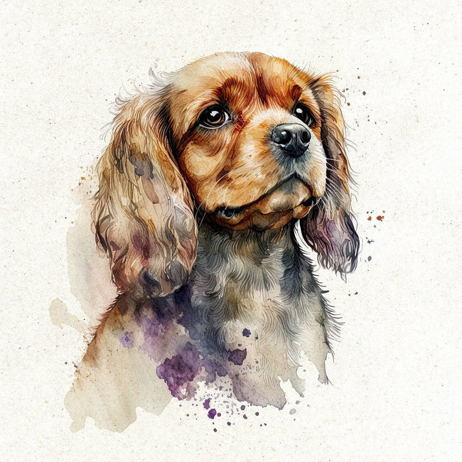 Watercolor Cocker Spaniel Portrait Fabric Panel