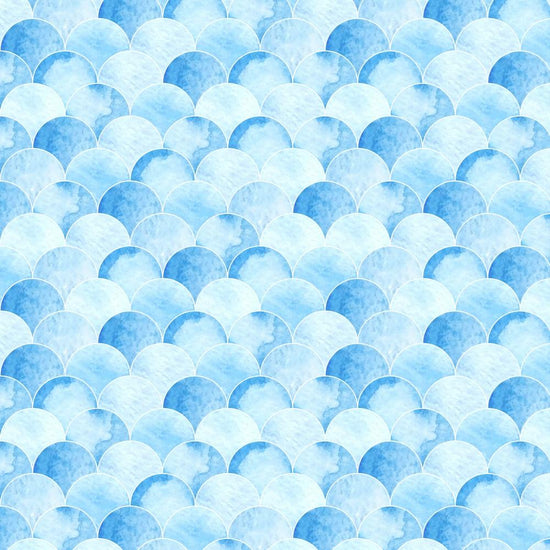 Watercolor Fish Scales Fabric - Blue