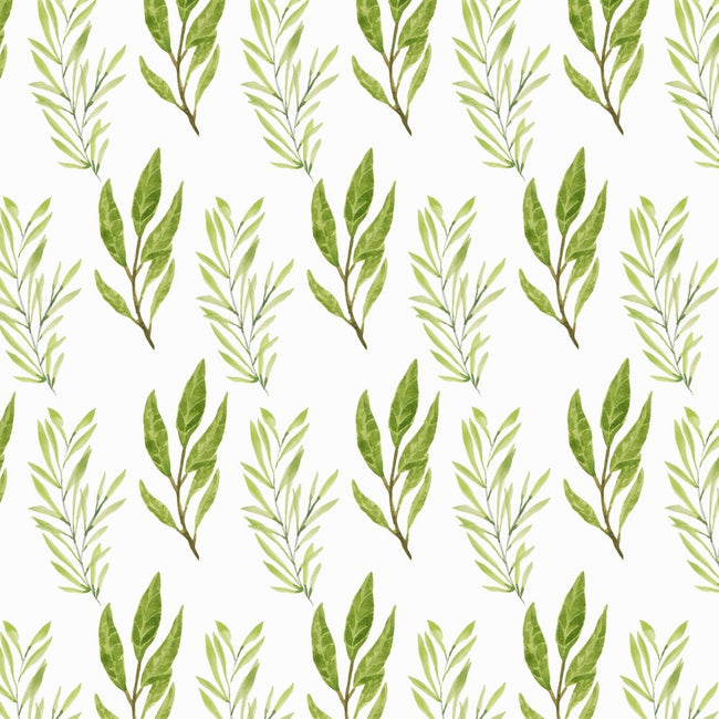 Watercolor Foliage Green Leaf Fabric